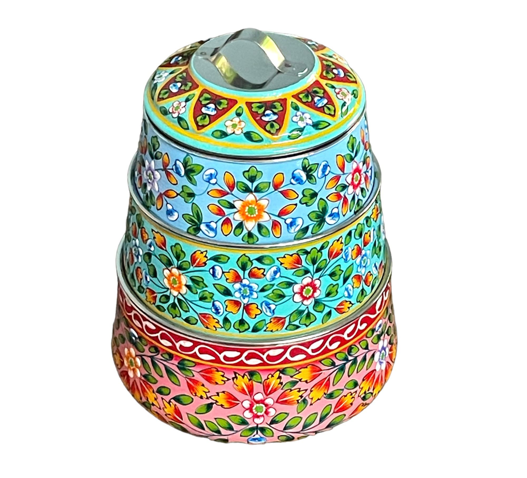 Tiffin Hand Painted 3 Tier Tiffin Lunch Containers Indian - Etsy