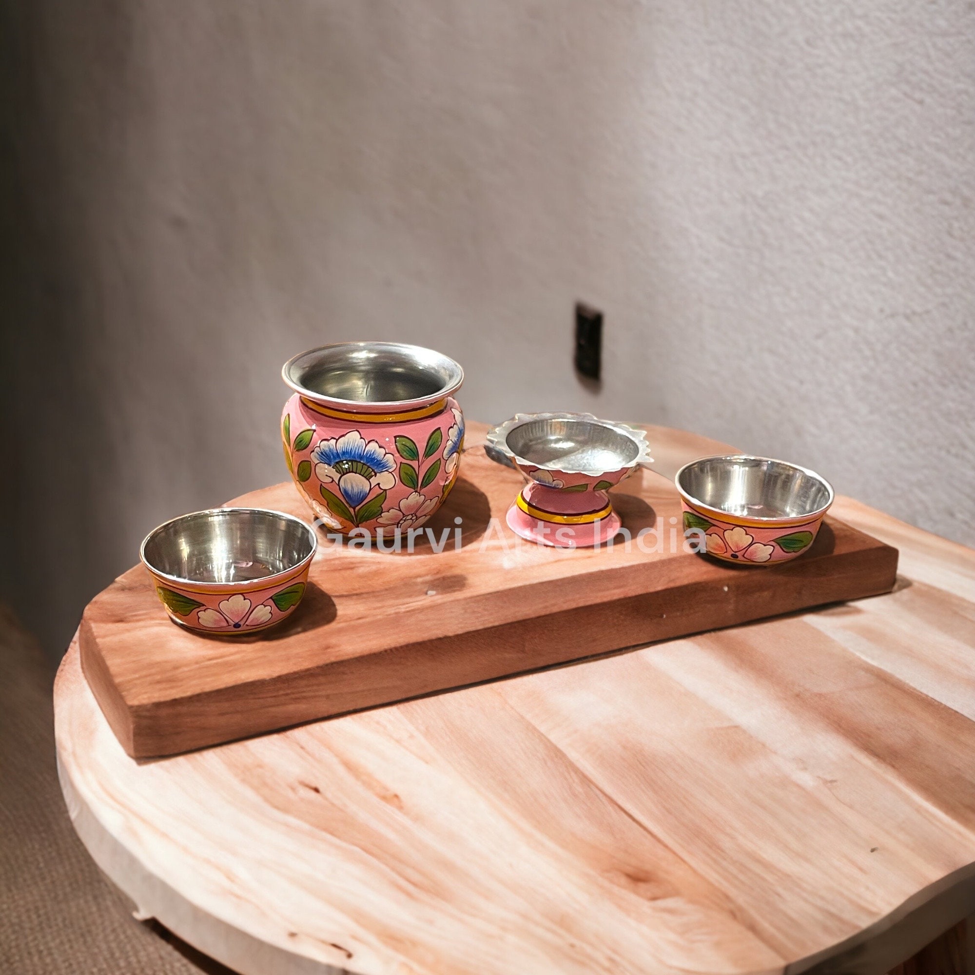 Puja Thali Indian Hand Painted Thali Set Best Gift for Her - Etsy