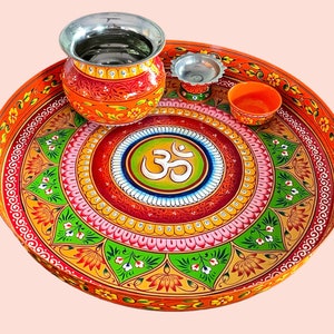 Puja Thali Indian Hand Painted Thali Set Best Gift for Her Pooja Thali ...