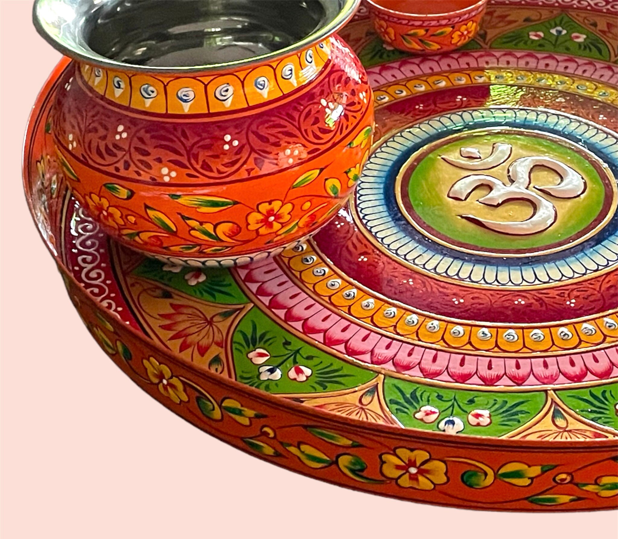 Puja Thali Indian Hand Painted Thali Set Best Gift for Her - Etsy