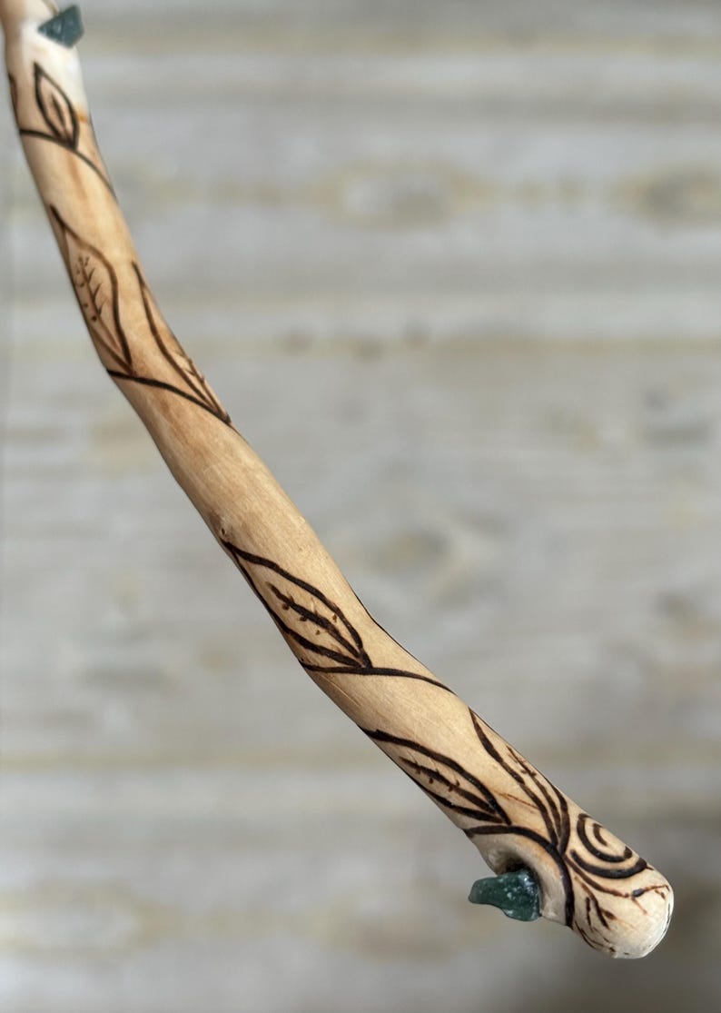 Aventurine/cottonwood Wand ~ Wood Burned With Star Naturally Occurring ...