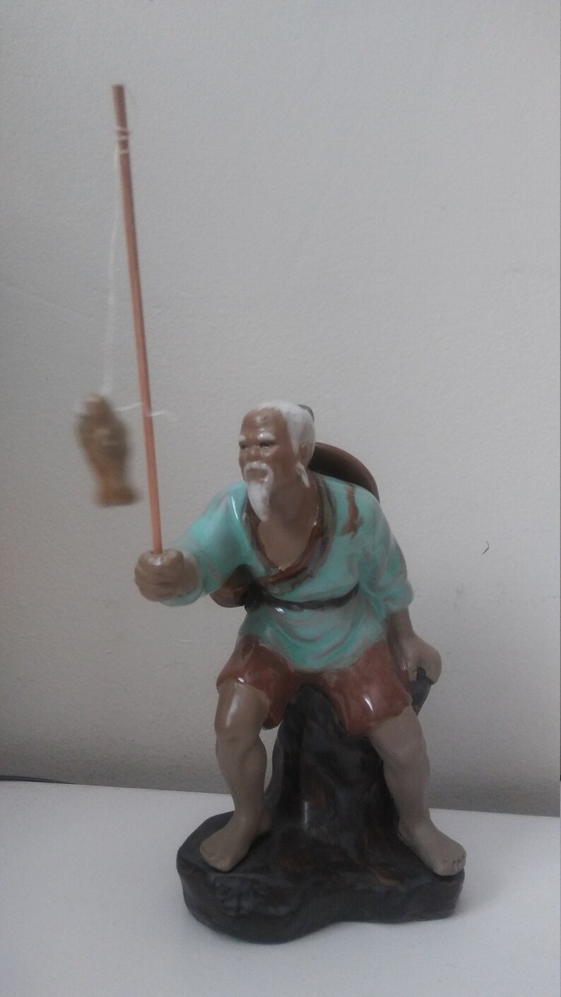 Mudmans, Miniature Mudman Figurine, Large Fisherman With Fishing Pole ...