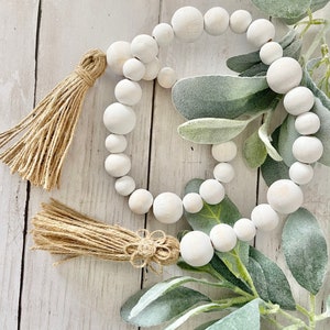 White Distressed Garland | Farmhouse Garland |white Wood Garland ...