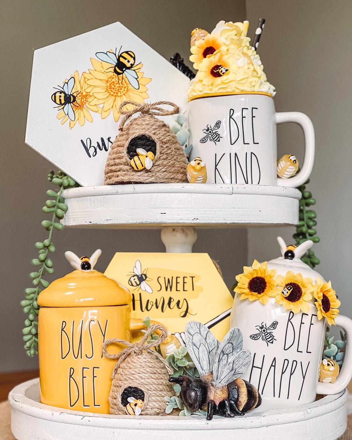 Bee Hives Bee Decor Honey Dipper Bees Decor Bee Tiered - Etsy