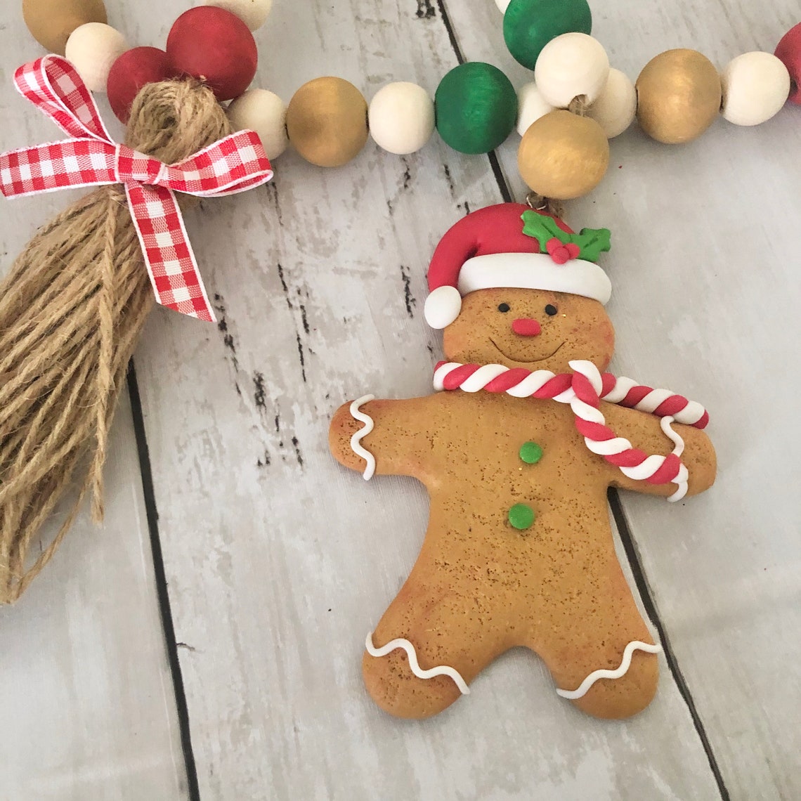 Gingerbread beads garland gingerbread garland wood garland | Etsy