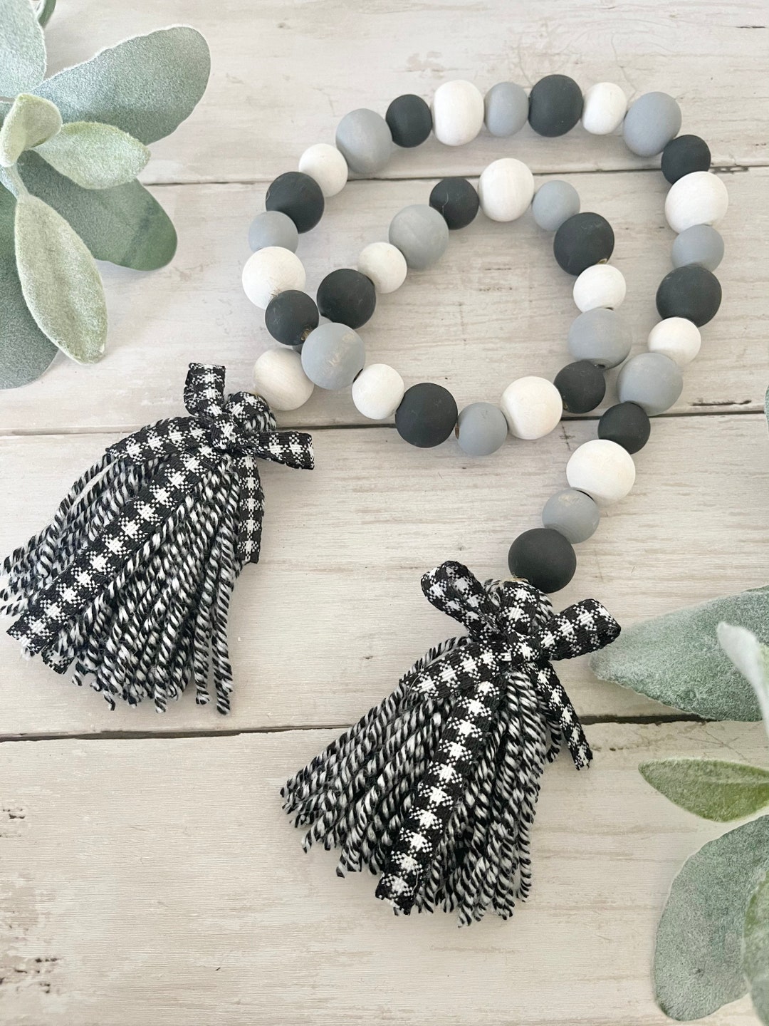 Buffalo Check Garland | Plaid Garland | White and Black Garland | Wood ...