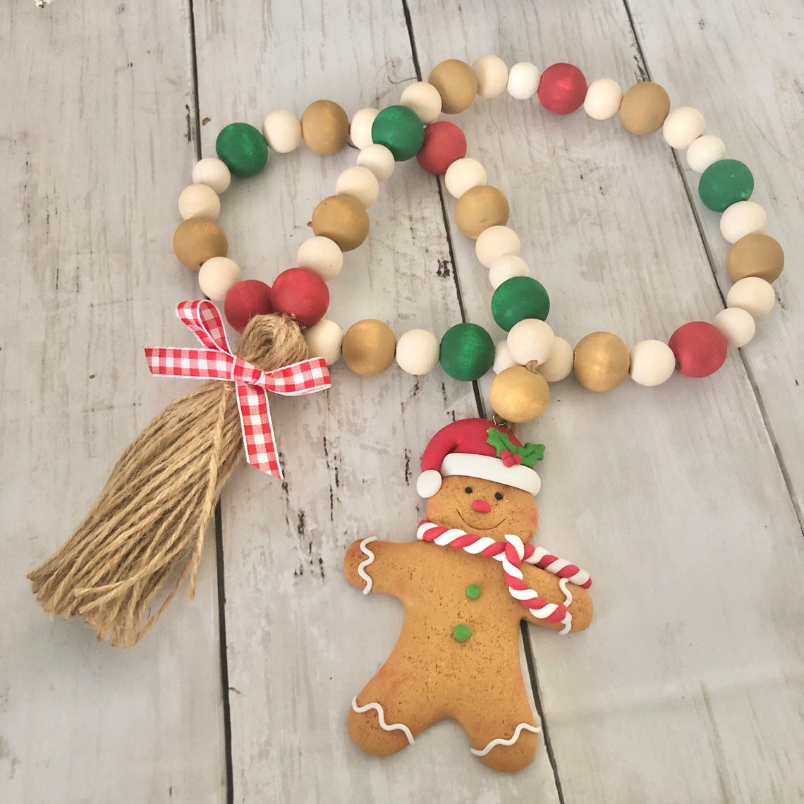 Gingerbread beads garland gingerbread garland wood garland | Etsy