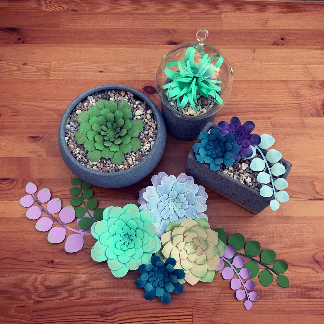 Succulents Template Files in SVG and PDF, Paper Succulent Flowers and ...