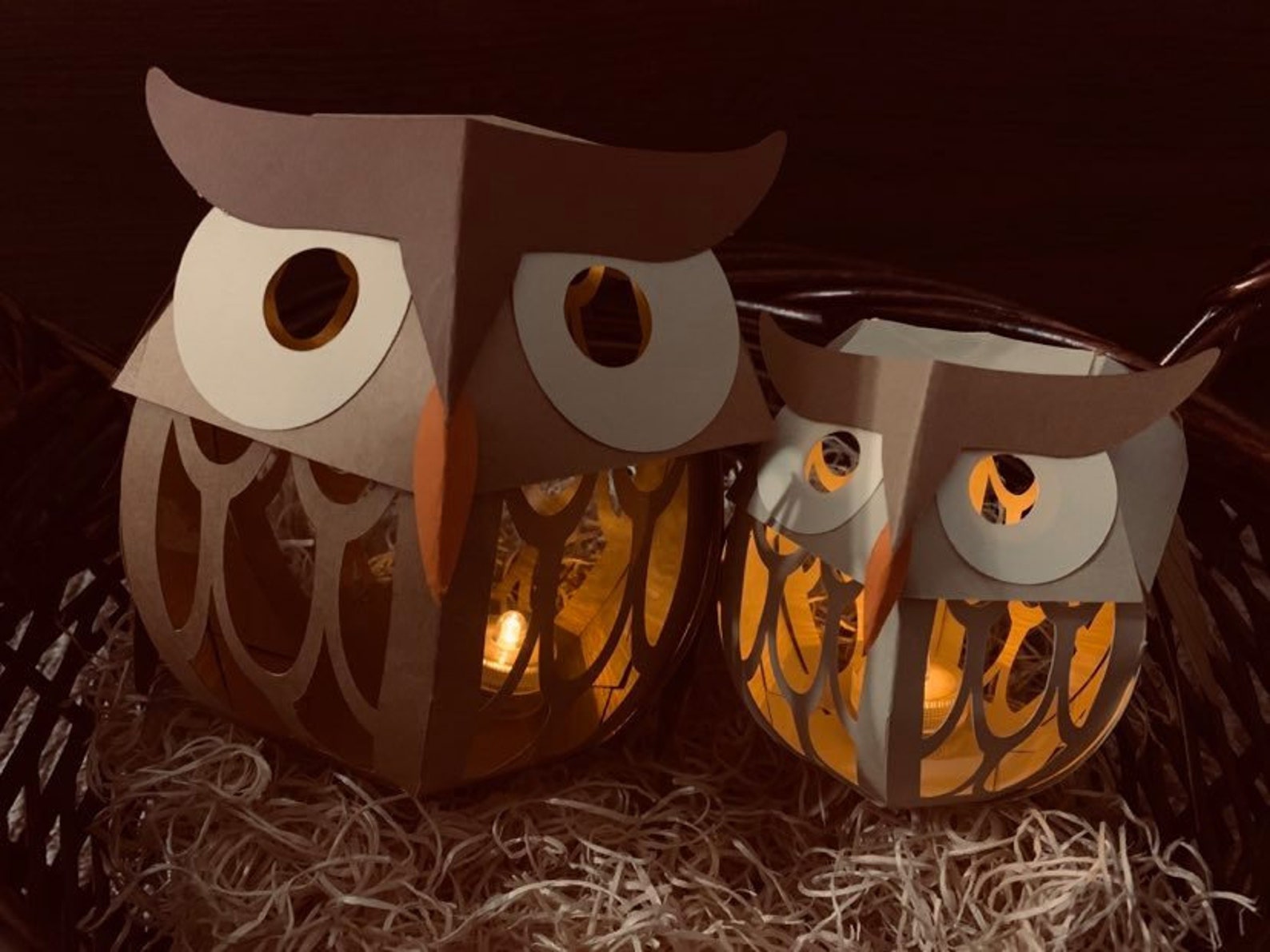 Pumpkin Owl Lantern SVG and PDF Cutting Files, DIY Fall Decor Lantern ...
