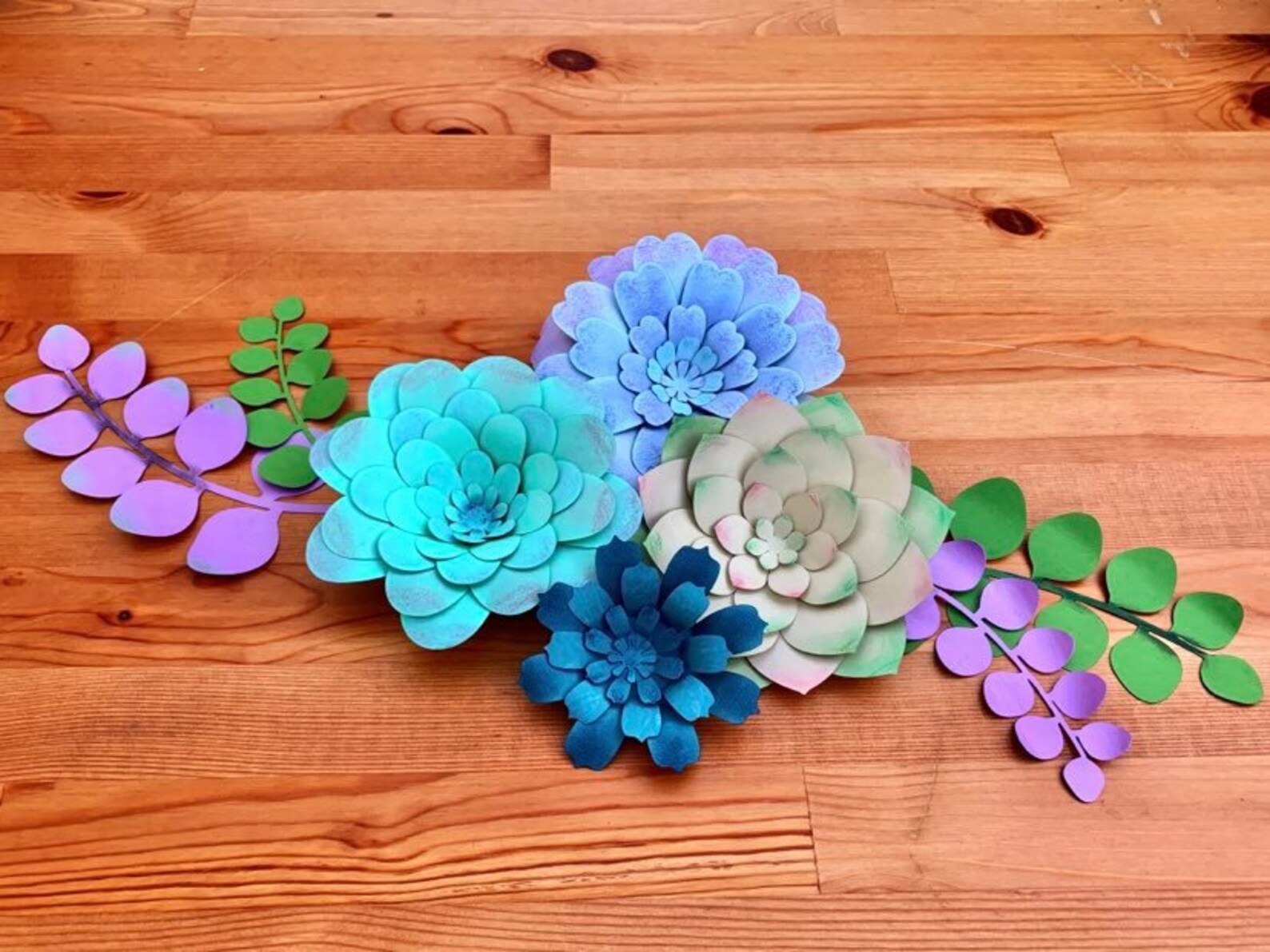 Succulents Template Files in SVG and PDF, Paper Succulent Flowers and ...
