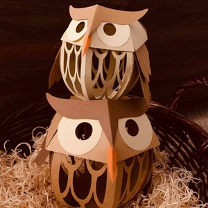 Pumpkin Owl Lantern SVG and PDF Cutting Files, DIY Fall Decor Lantern ...