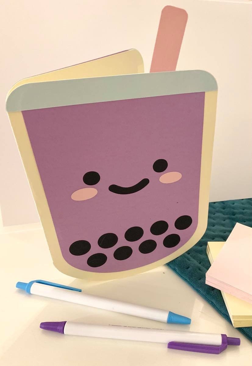 Boba Card Cricut Pattern Bubble Tea Card Boba Paper Card SVG - Etsy