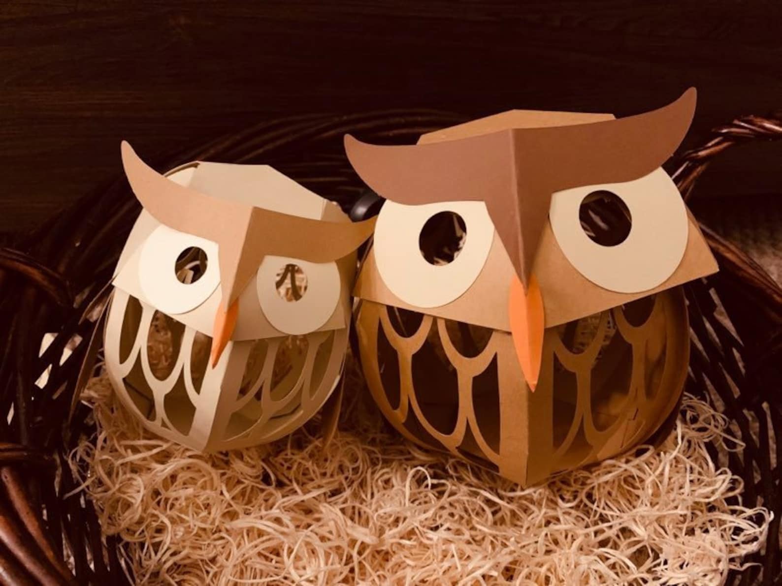 Pumpkin Owl Lantern SVG and PDF Cutting Files, DIY Fall Decor Lantern ...