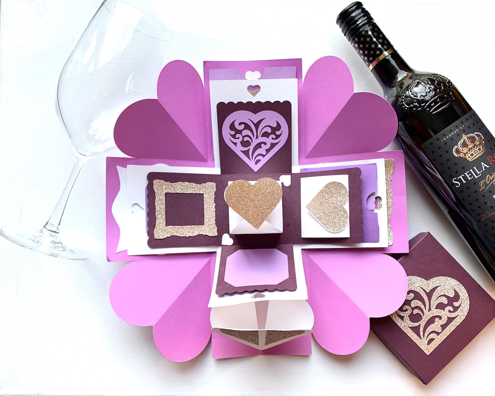 Valentine's Explosion Box 3D SVG and PDF Cutting Files, Memory Box Gift ...