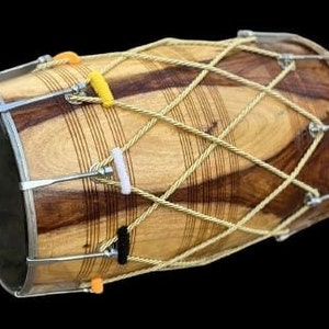 Mango Wood Dhol, Natural Barrel Shaped Dhol , Padded Bag, Beaters ...
