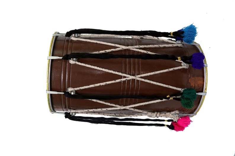 Laxmiartsandcraft Handmade Indian Dhol Instrument, Natural Barrel ...