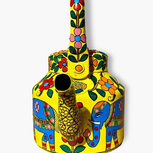 Hand Painted Tea Kettle Blue Elephant, Folk Art of India, Madhubani Tea ...