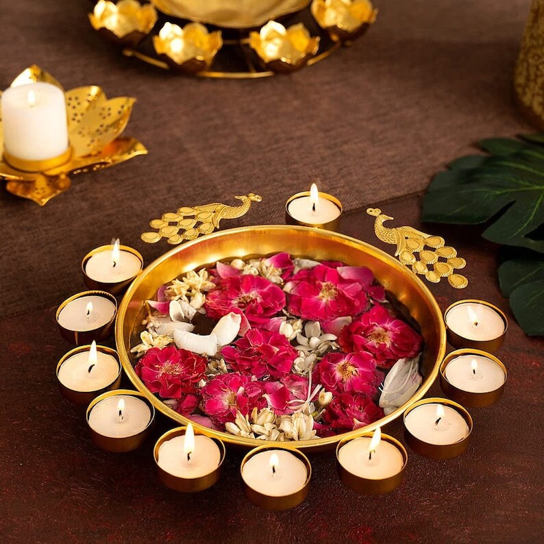 Diya Urli Set 3pcs Peacock Urli Bowl Diwali Decor Peacock - Etsy