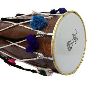 Laxmiartsandcraft Handmade Indian Dhol Instrument, Natural Barrel ...