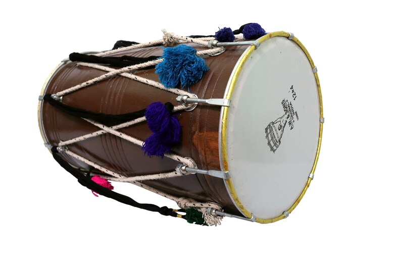 Laxmiartsandcraft Handmade Indian Dhol Instrument, Natural Barrel ...