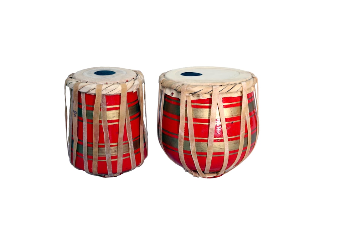 Decorative Handmade 7" Tabla Drum Set With Cushion, Student Tabla Set ...
