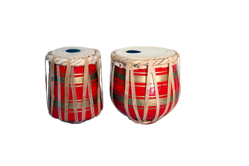 Decorative Handmade 7" Tabla Drum Set With Cushion, Student Tabla Set ...