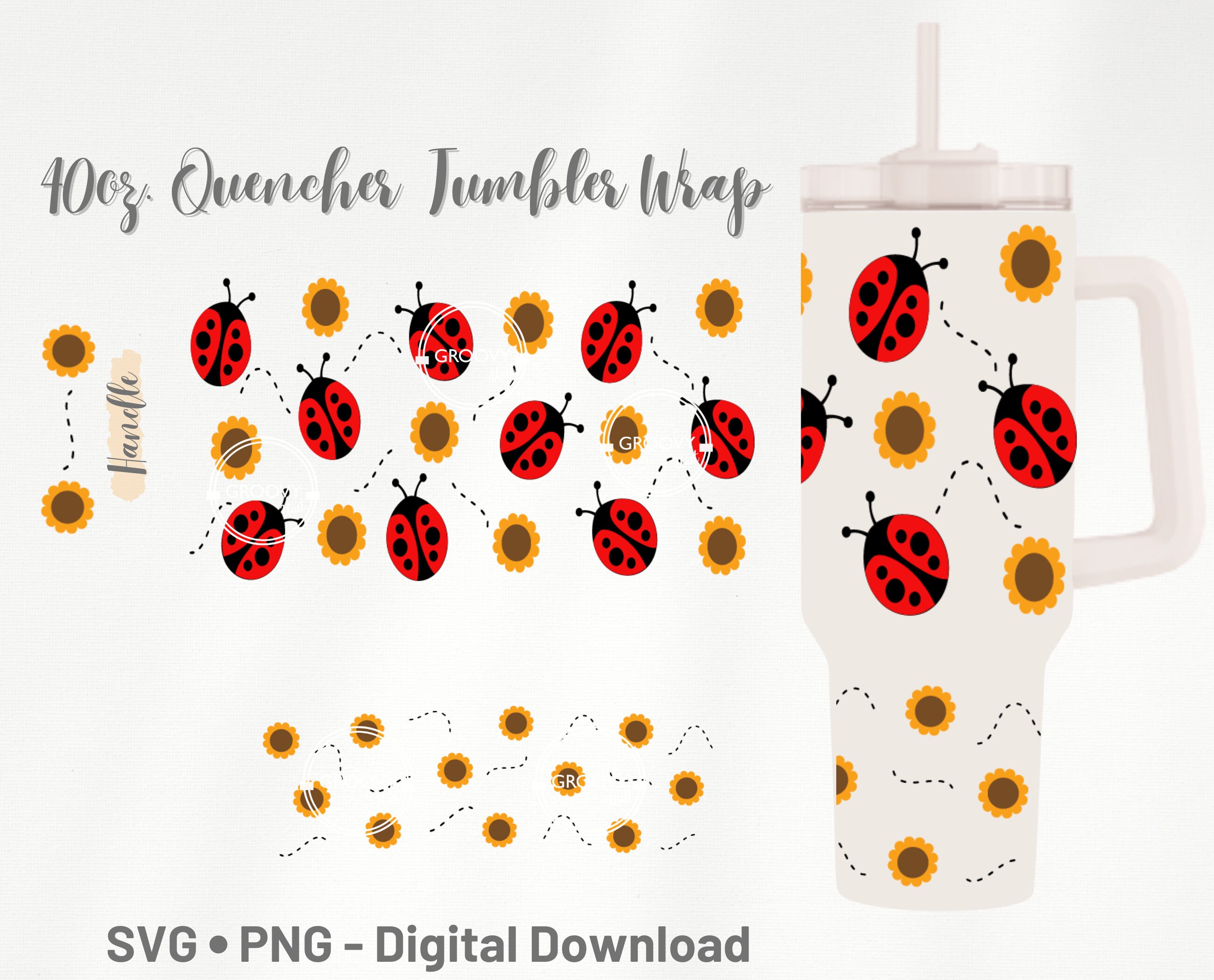 Ladybug 40oz Quencher Tumbler Full Wrap Template Layered Ladybug SVG ...