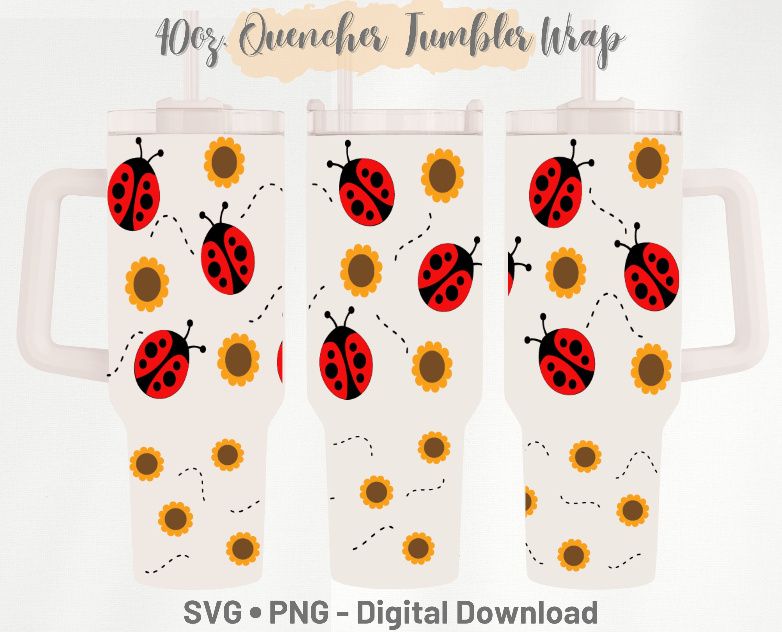 Ladybug 40oz Quencher Tumbler Full Wrap Template Layered Ladybug SVG ...