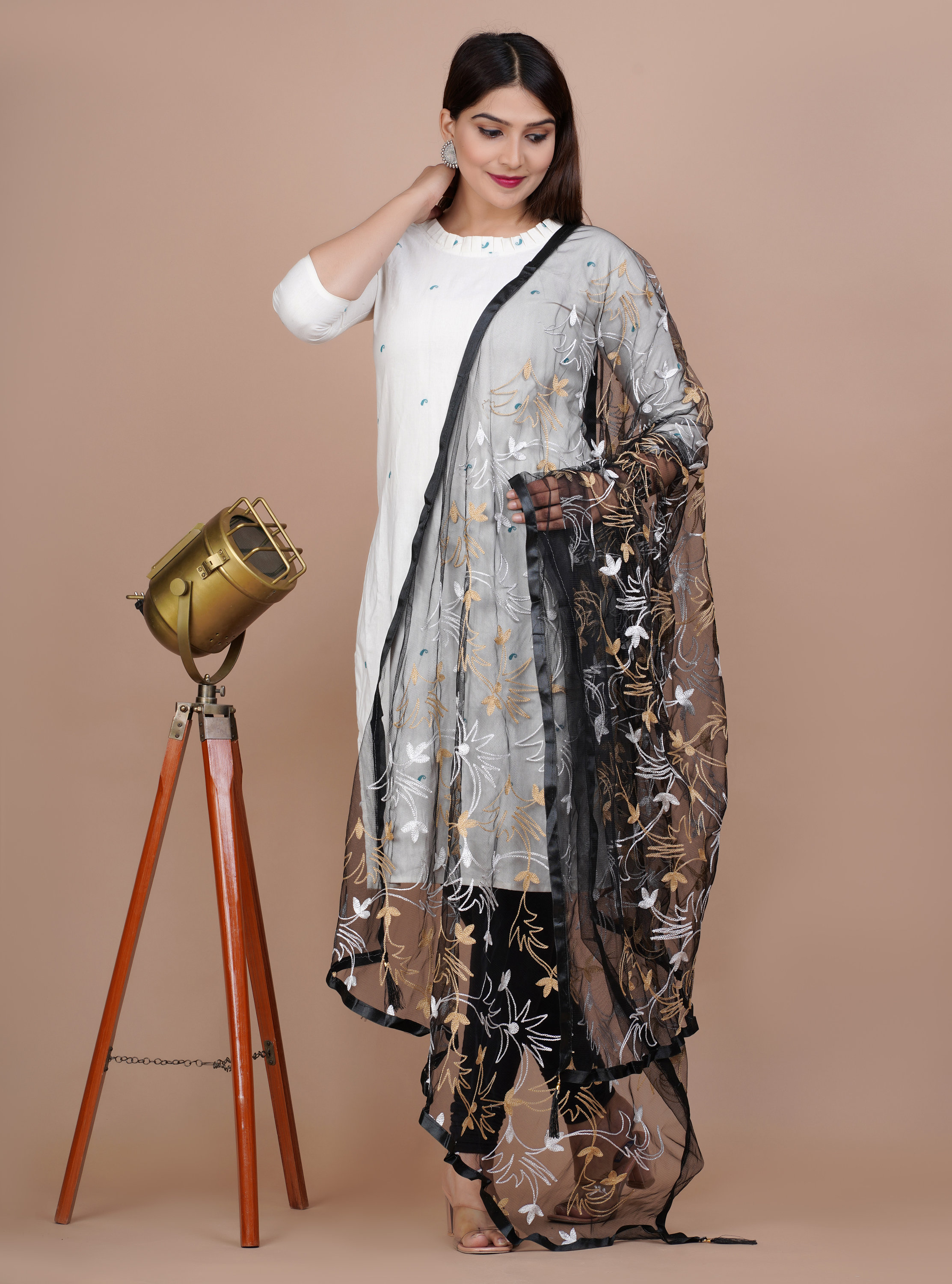 Indian Wedding Dupatta Long Net Embroidered Scarf Punjabi Dress ...