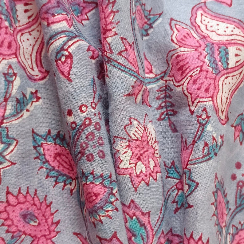 Indian Block Print Cotton Fabric-indian Cotton-hand Stamped Printing-by ...