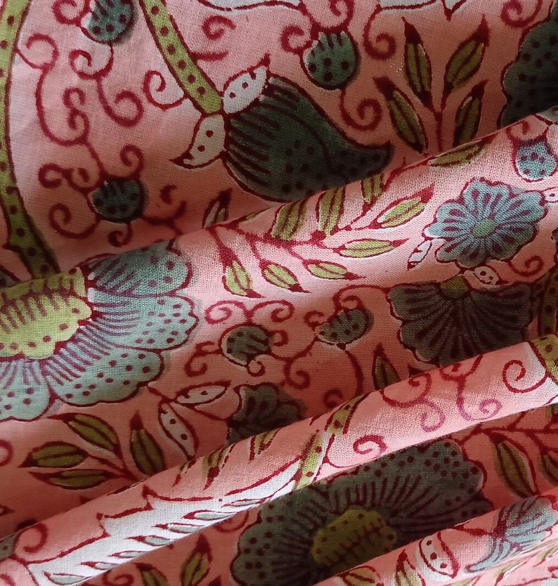 Indian Hand Block Print Cotton Fabric- Fabric by Yards-100% Pure Cotton ...