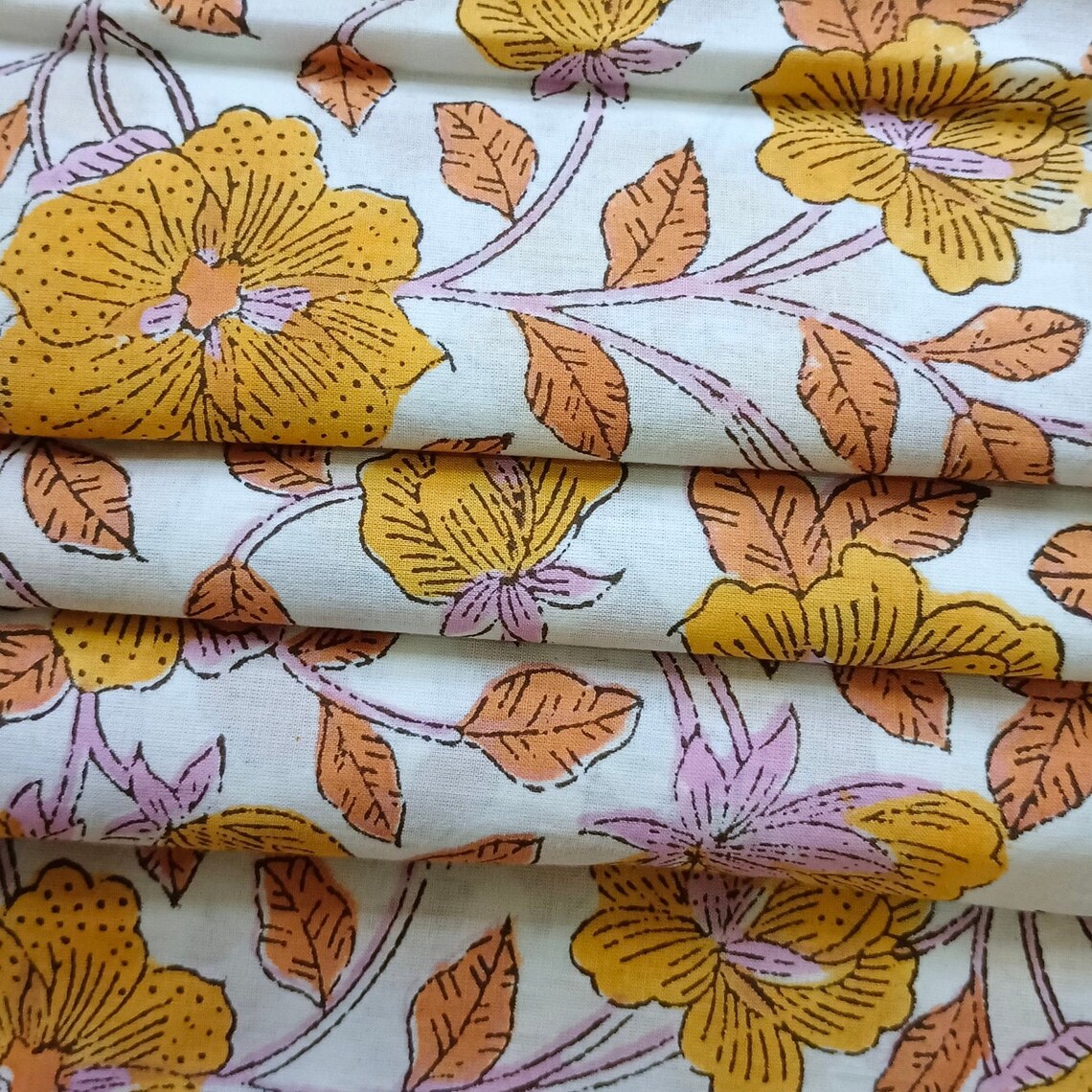 Beautiful Hand Block Printed Floral Print Soft Cotton Fabric-hand ...