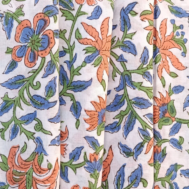Indian Hand Block Print Soft Fabric by the Meter, 100 % Pure Cotton ...