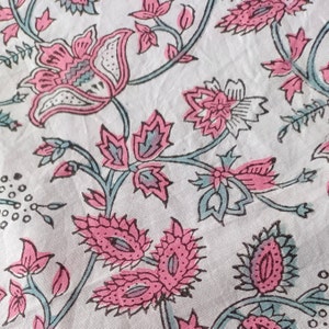 Hand Block Print Indian Fabric- Sold by the Yard-beautiful Floral ...