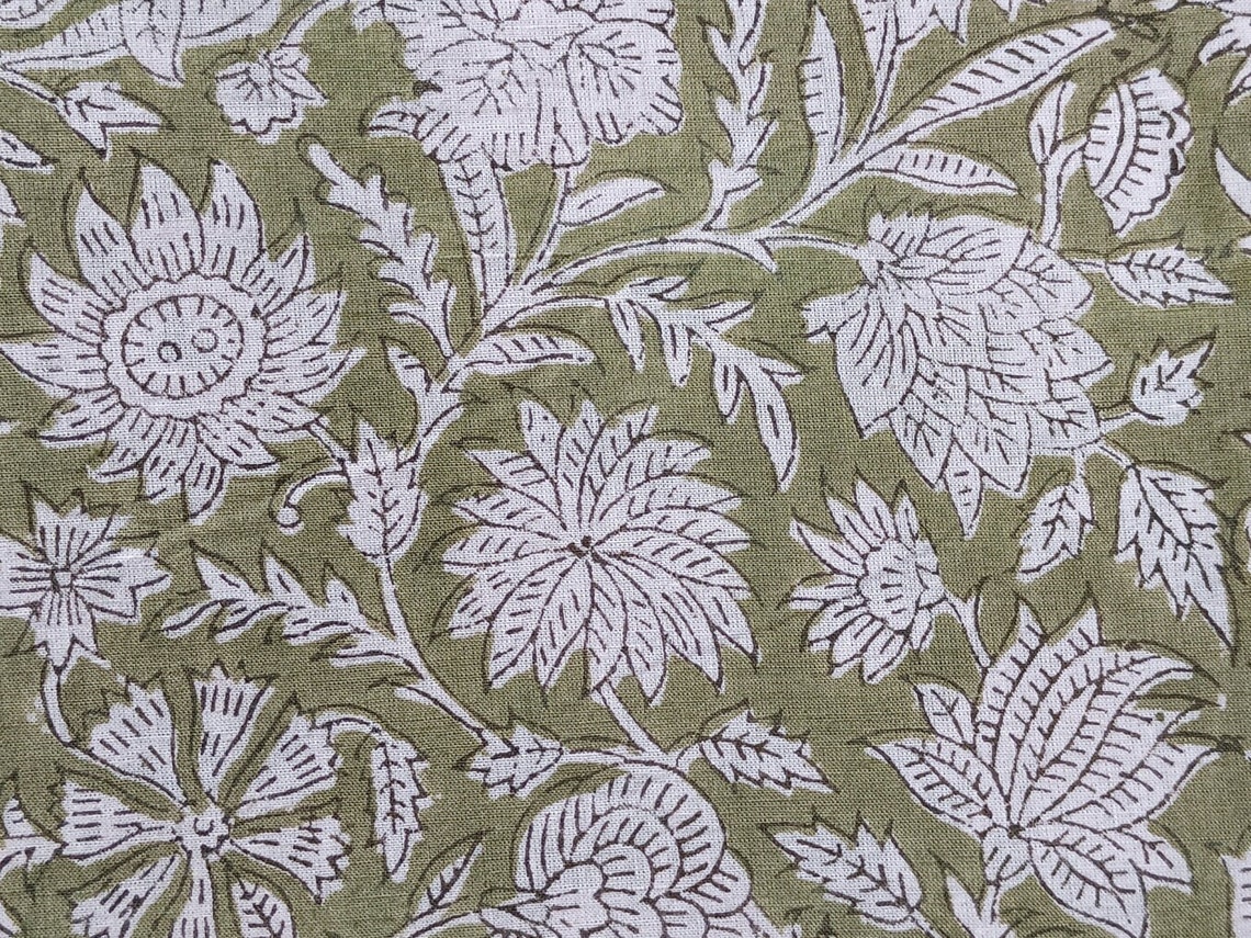 Indian Hand Block Print, Floral Print, Soft Cotton Fabric, Fabric ...