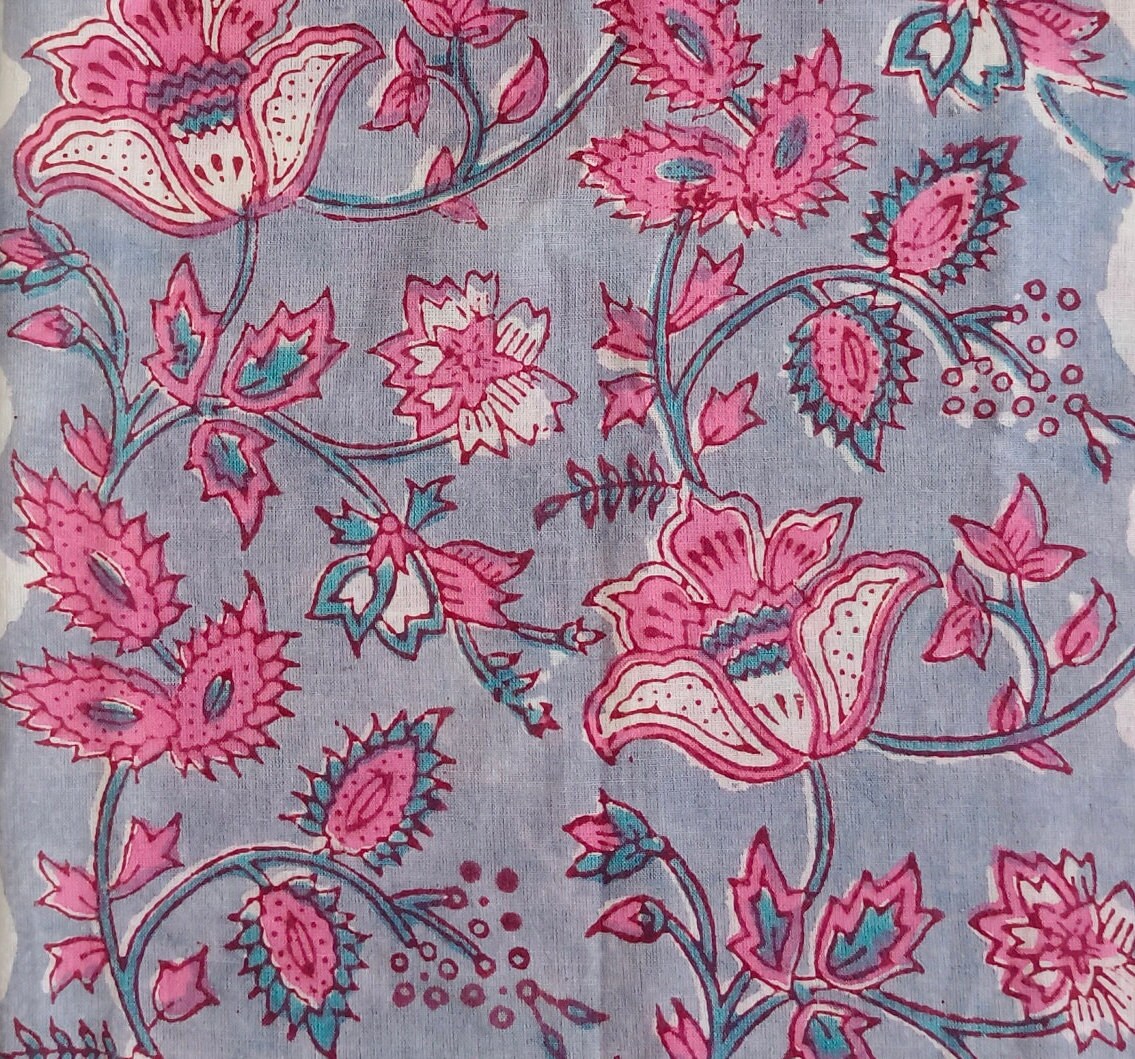 Indian Block Print Cotton Fabric-indian Cotton-hand Stamped Printing-by ...