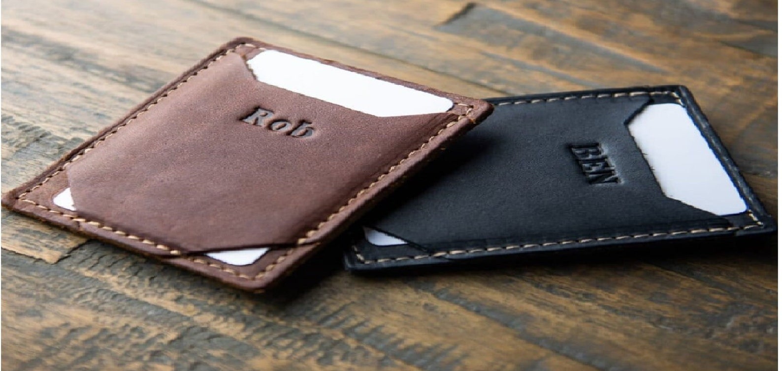 PERSONALIZED Minimalist Leather Bifold Card Wallet. Slim Leather Wallet ...