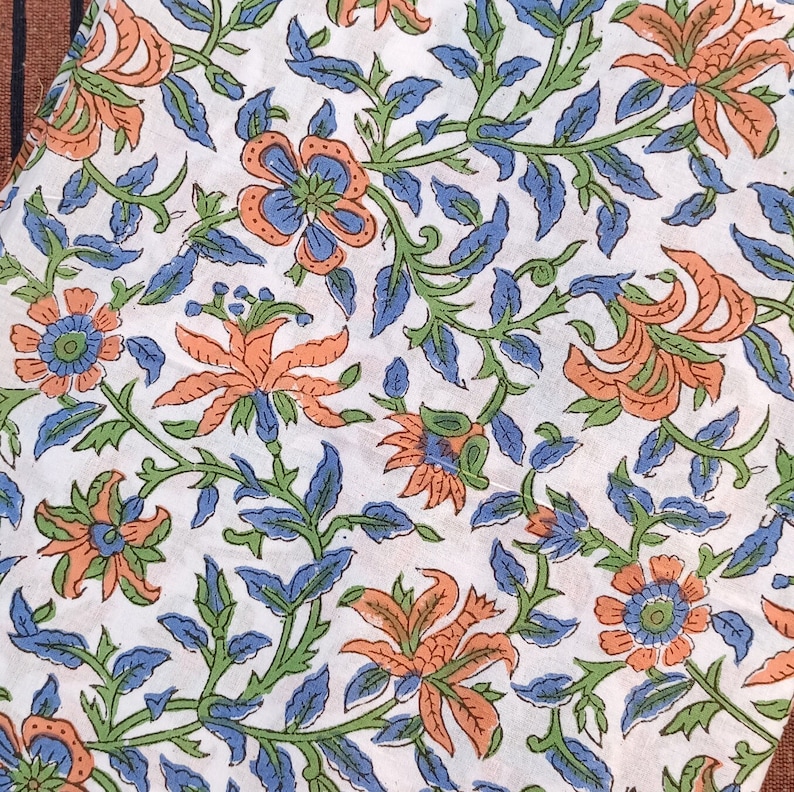 Indian Hand Block Print Soft Fabric by the Meter, 100 % Pure Cotton ...