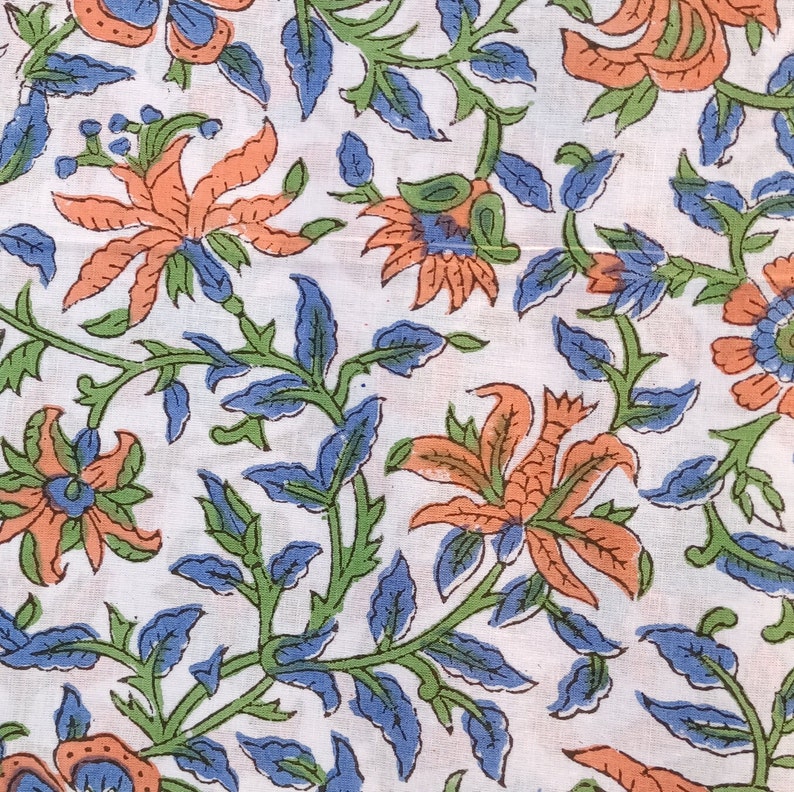 Indian Hand Block Print Soft Fabric by the Meter, 100 % Pure Cotton ...