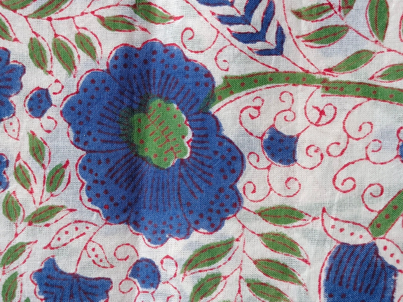 Indian Hand Block Print Fabric, Floral Printed Soft Cotton Fabric ...