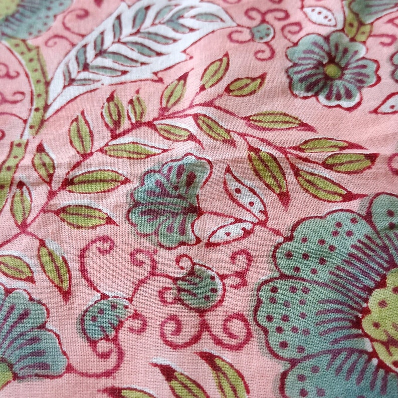 Indian Hand Block Print Cotton Fabric- Fabric by Yards-100% Pure Cotton ...