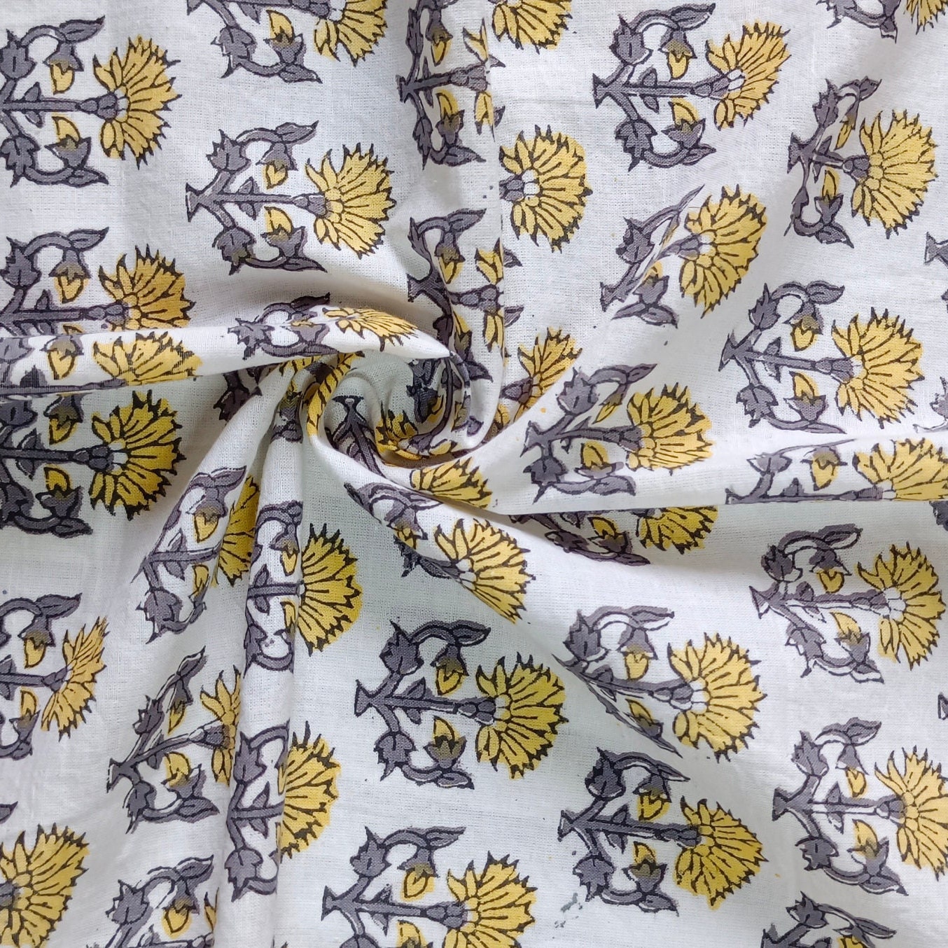 Traditional Hand Block Print Fabric-indian Cotton-hand Stamped Printing ...