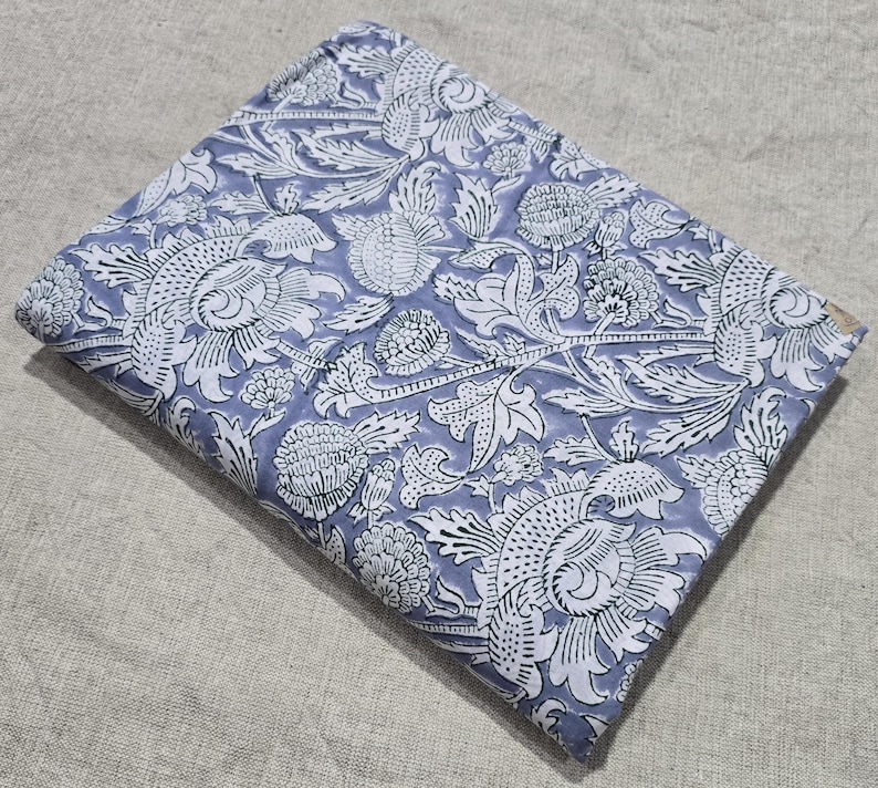 William Morris Marigold Style Hand Print Fabric, Natural Cotton, Blue ...
