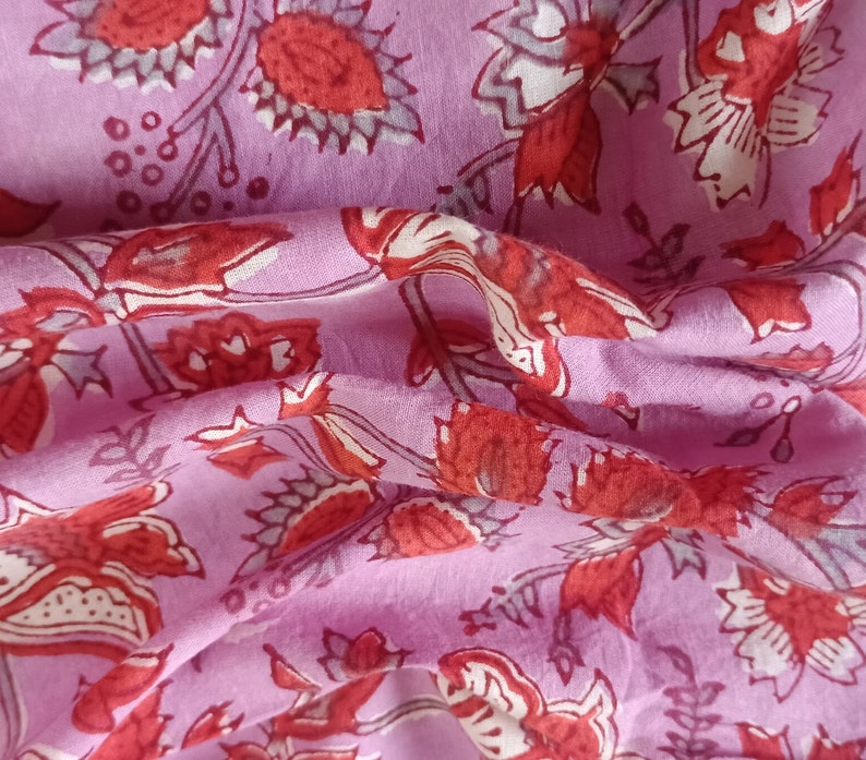 Indian Block Print Cotton Fabric-indian Cotton-hand Stamped Printing-by ...