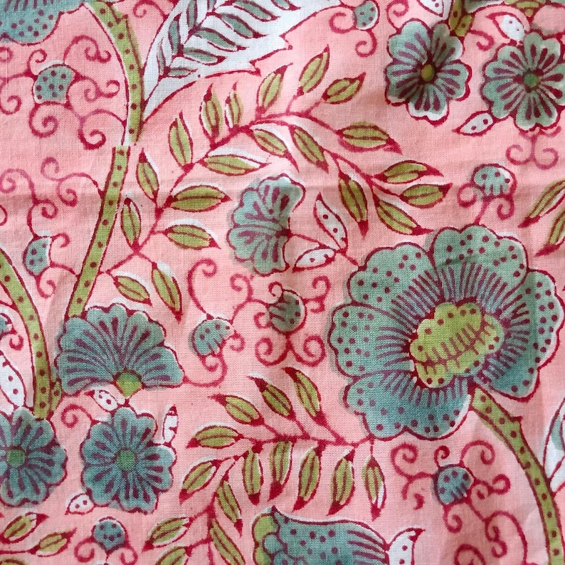 Indian Hand Block Print Cotton Fabric- Fabric by Yards-100% Pure Cotton ...