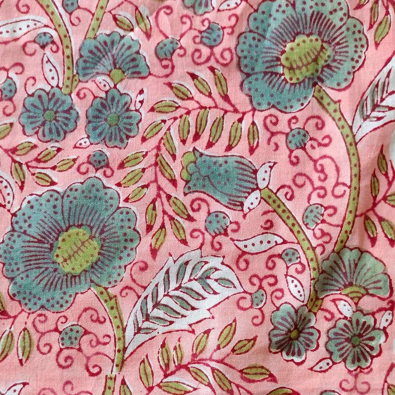 Indian Hand Block Print Cotton Fabric- Fabric by Yards-100% Pure Cotton ...