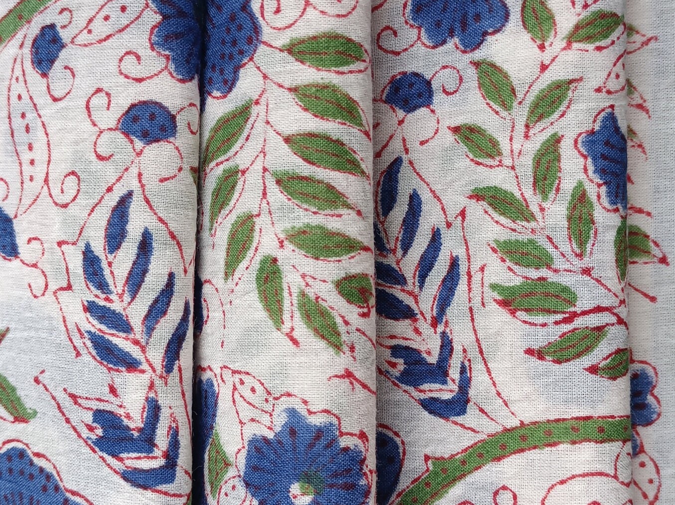 Indian Hand Block Print Fabric, Floral Printed Soft Cotton Fabric ...
