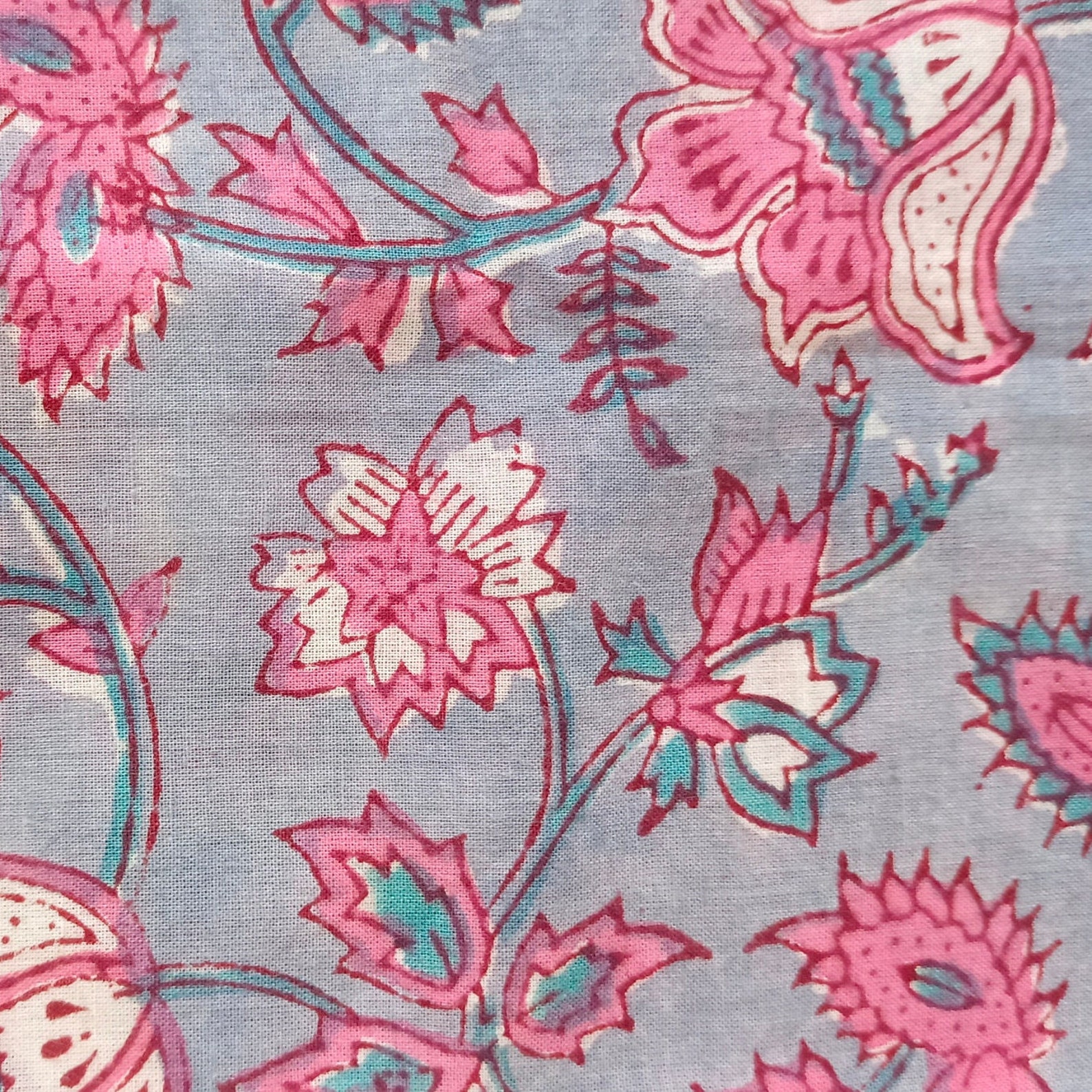 Indian Block Print Cotton Fabric-indian Cotton-hand Stamped Printing-by ...