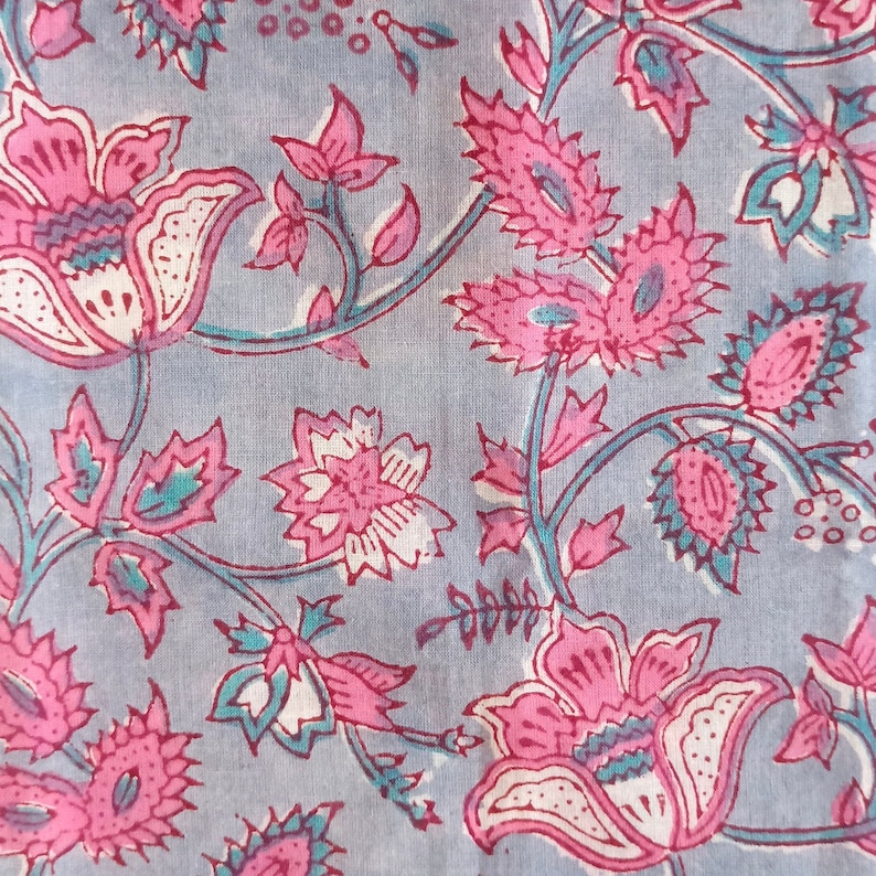 Indian Block Print Cotton Fabric-indian Cotton-hand Stamped Printing-by ...