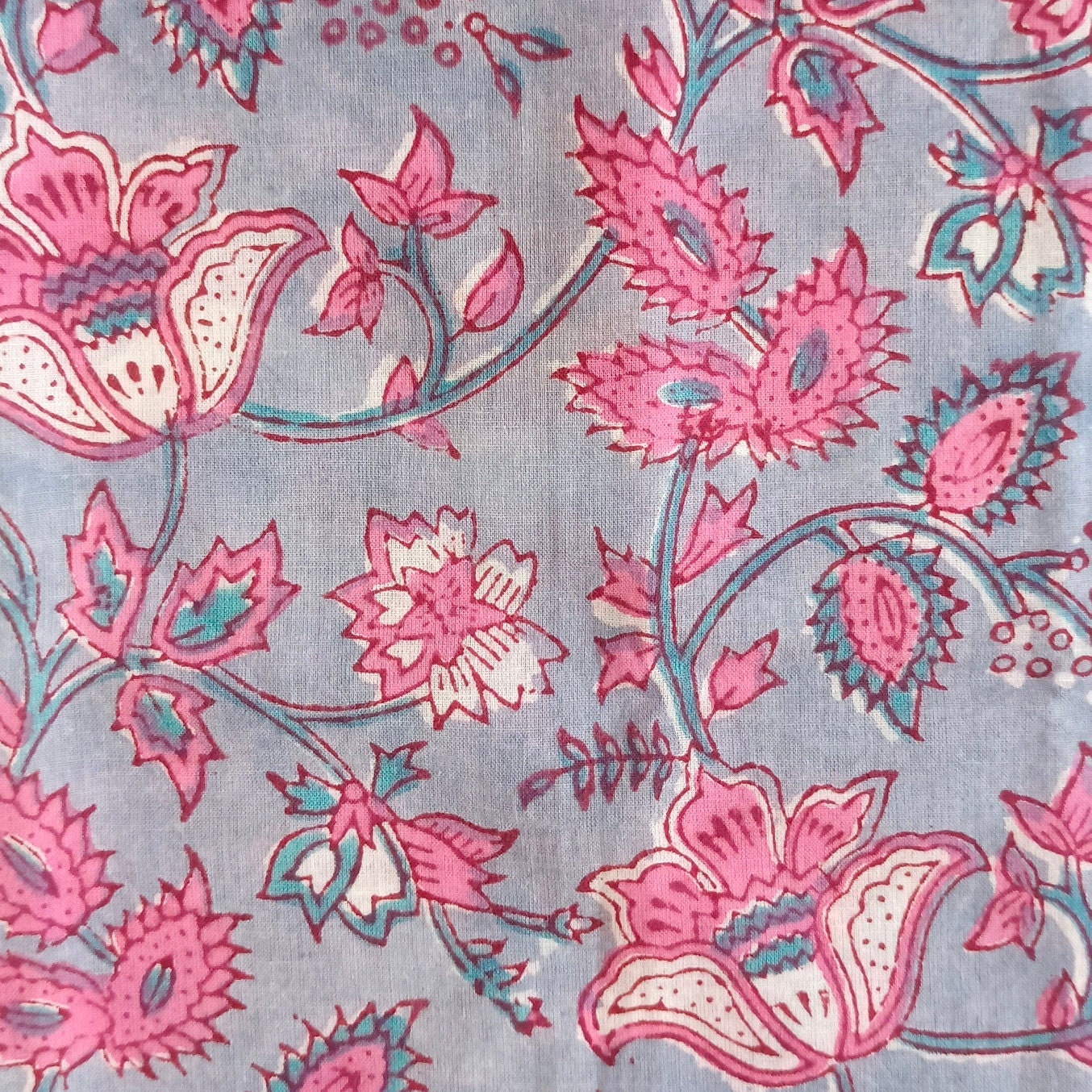 Indian Block Print Cotton Fabric-indian Cotton-hand Stamped Printing-by ...